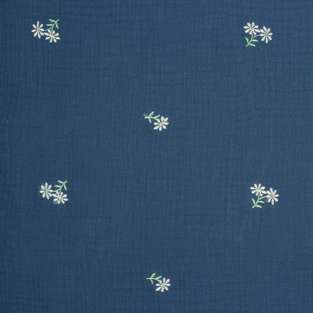 Musselin - Double Gauze Embroidery Flowers - blue – Designstoff